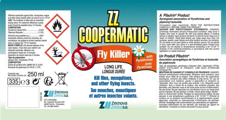 ZZ COOPERMATIC FLY KILLER LD - Pack 4 Uds de 250 ML - INSECTICIDA CON ...