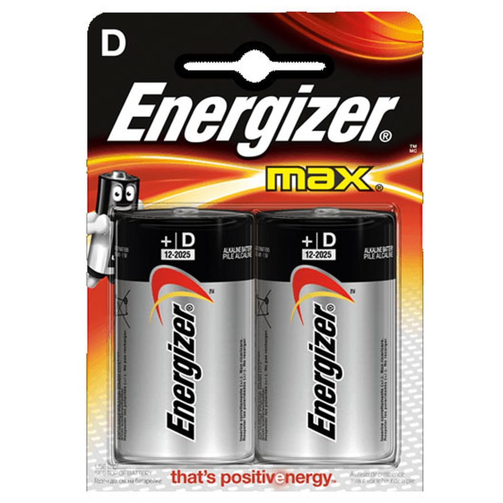 ENERGIZER MAX LR20 - Pila Alcalina 1,5 v - Blister de 2 Uds